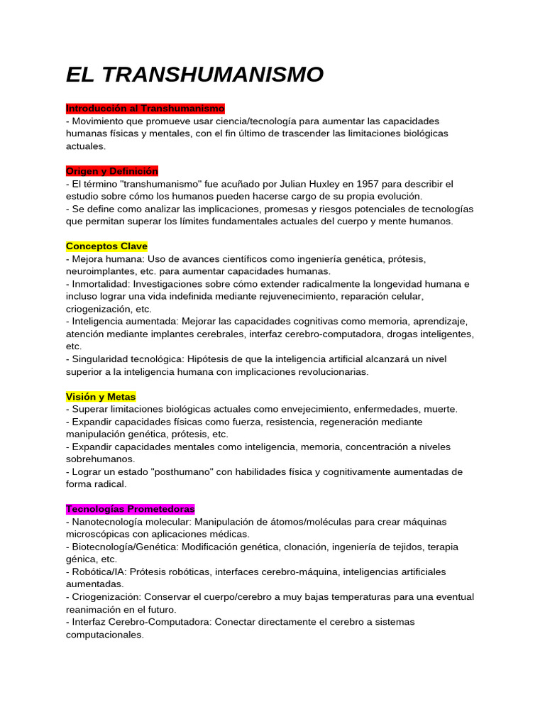 El Transhumanismo | PDF