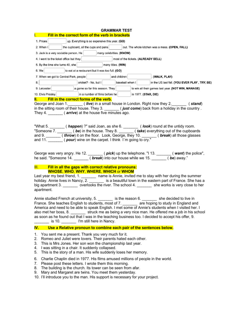 Grammar Test | PDF