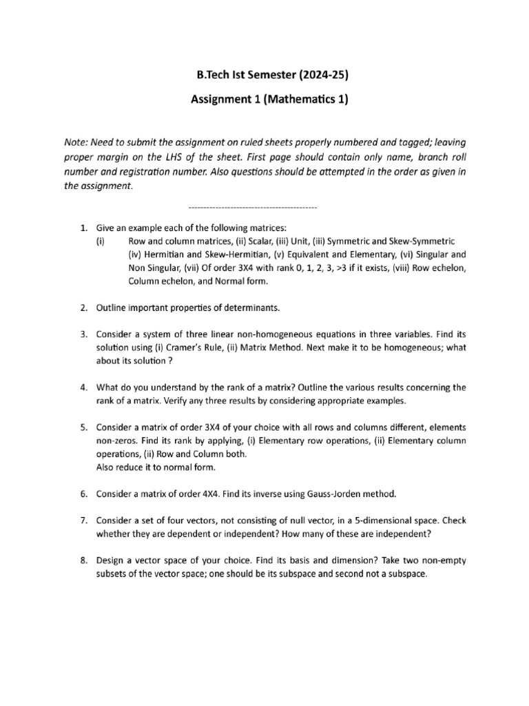 Maths Assignment 1 | PDF