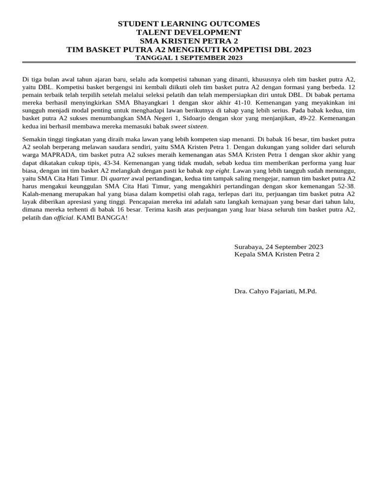 Talent Development - DBL | PDF