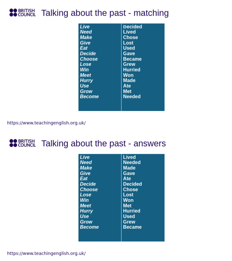 Past Tense Matching | PDF