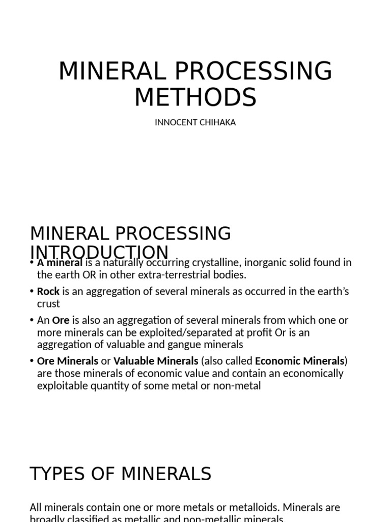 Mineral Processing Methods | PDF