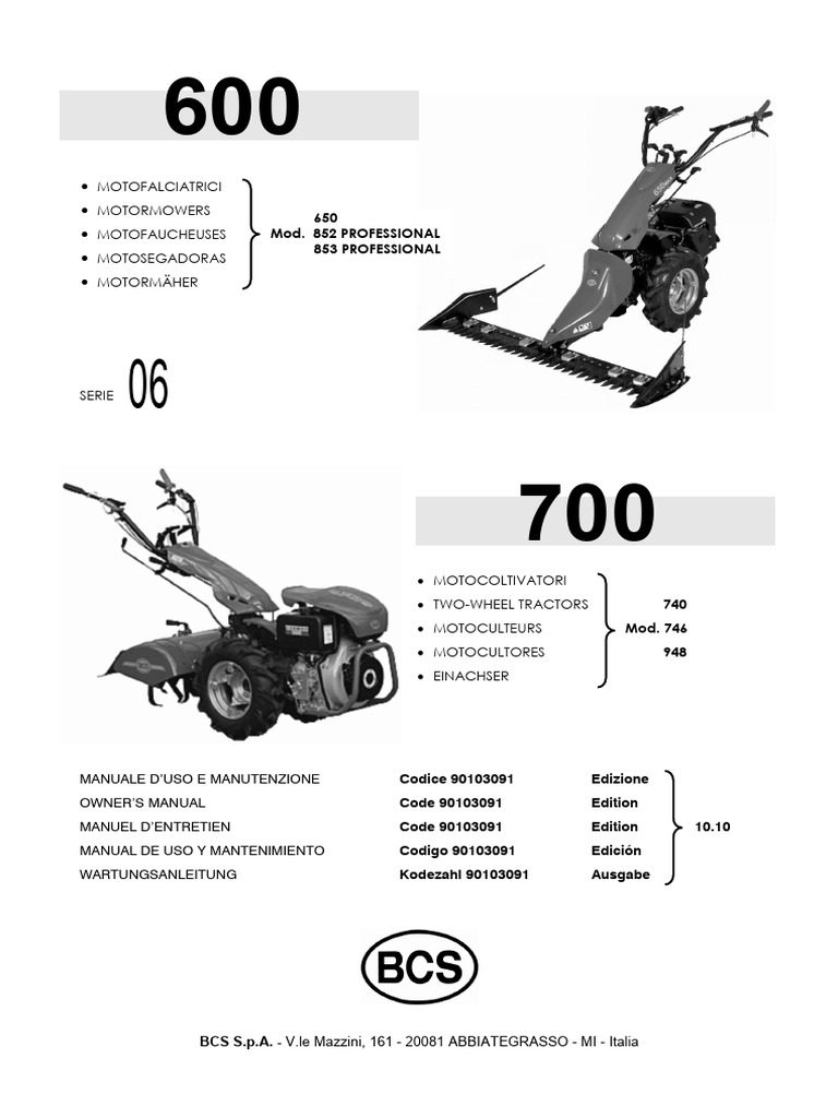 Uso manutenione BCS 600 | PDF