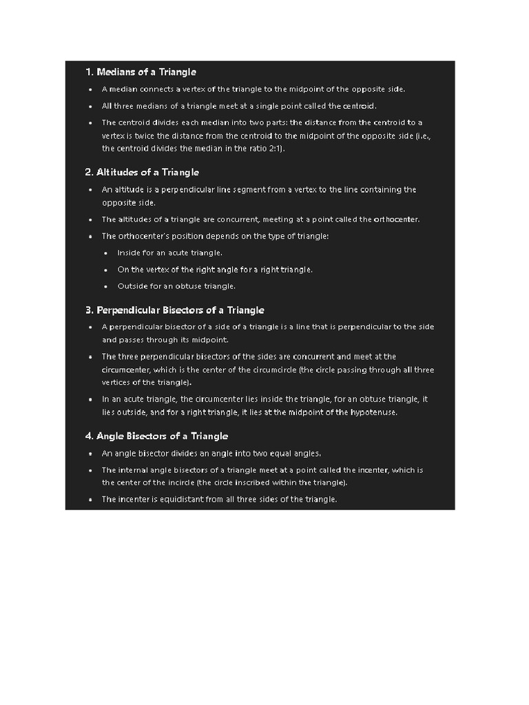 Notes of Properties of Triangle | PDF