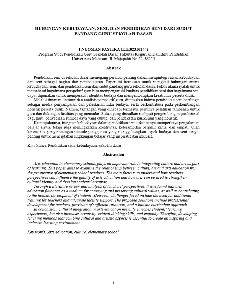 Tugas Seni Rupa | PDF | Liberal Arts Education | Social Science