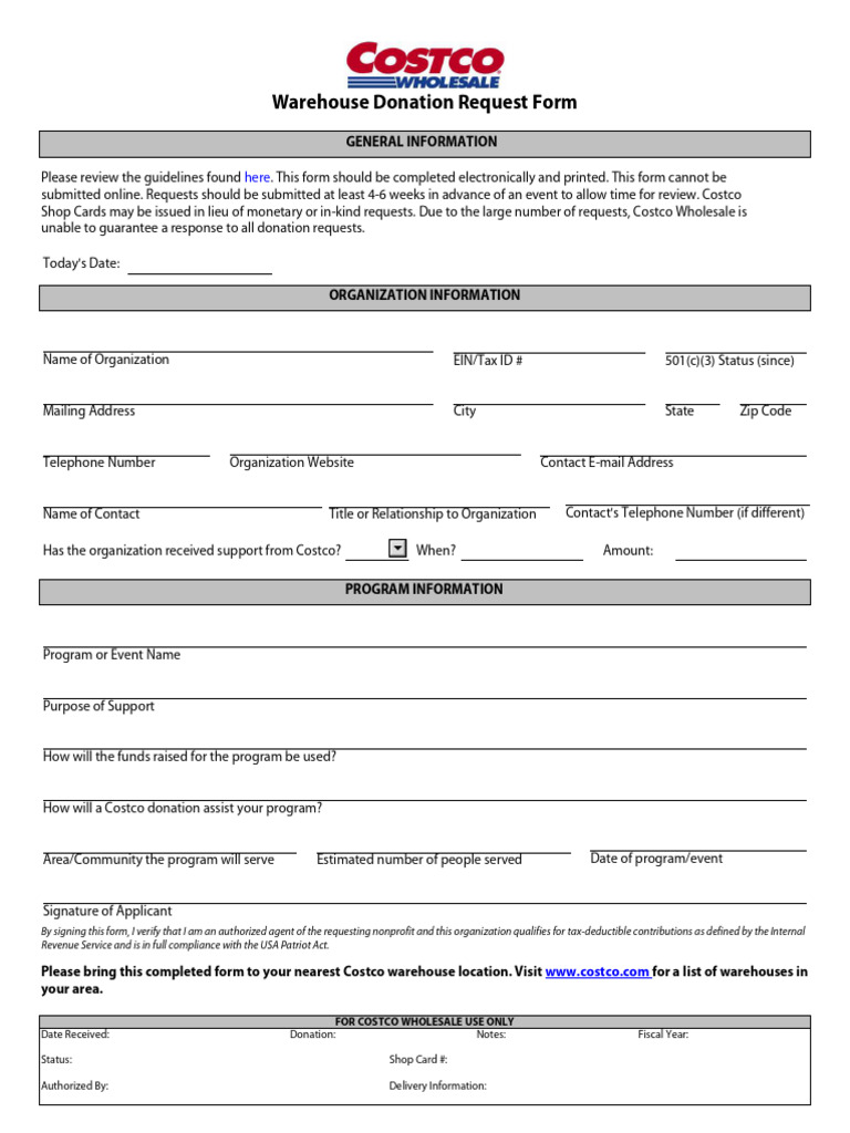 Warehouse Donation Request 090214 | PDF