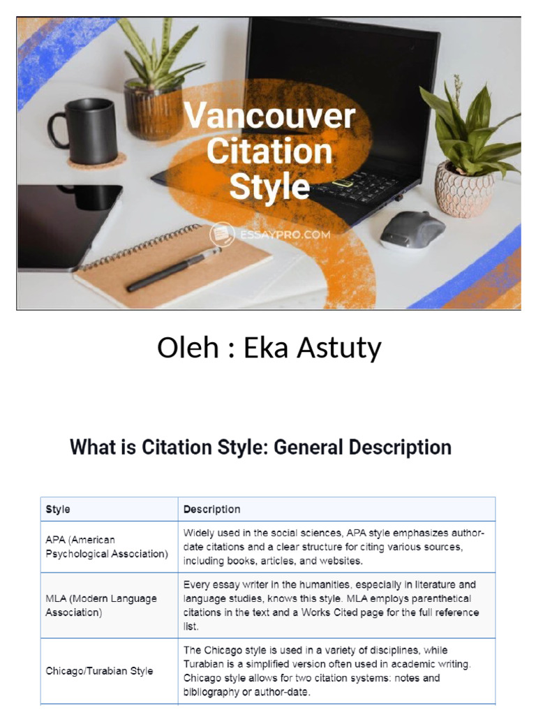 Vancouver Style | PDF