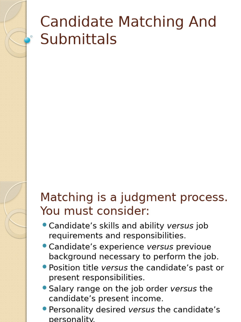 12-Candidate Matching And Submittals | PDF