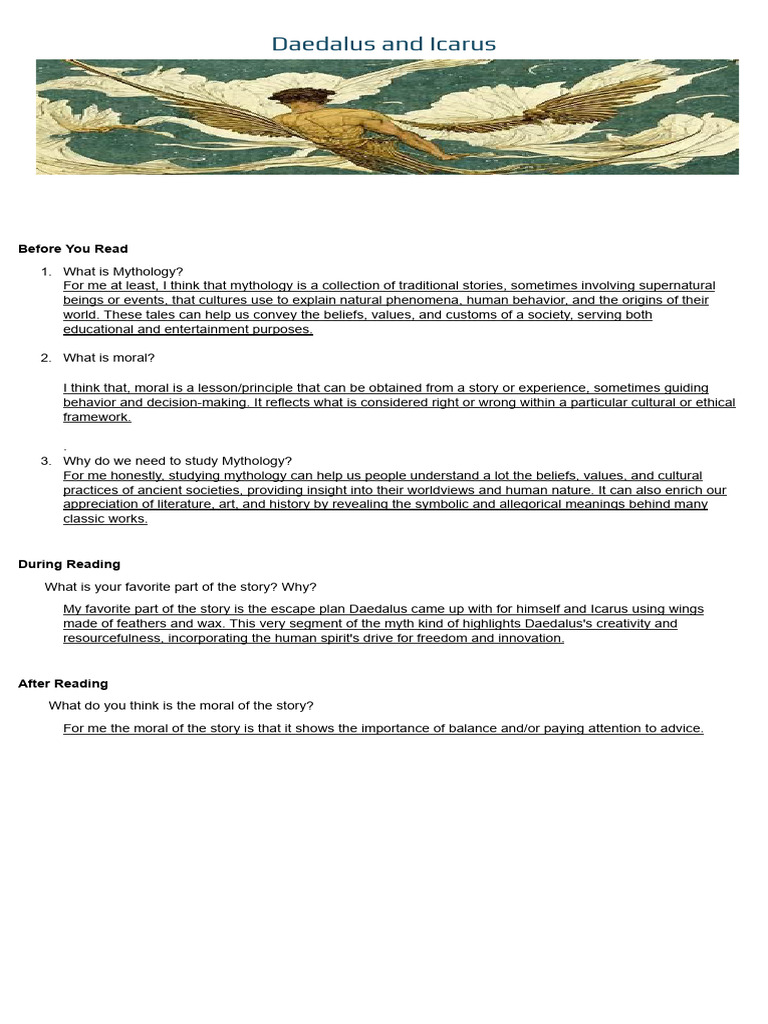 Daedalus and Icarus Work Sheet.docx | PDF