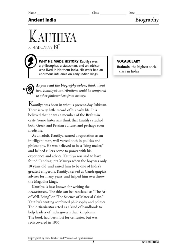 Kautilya Biography-India | PDF