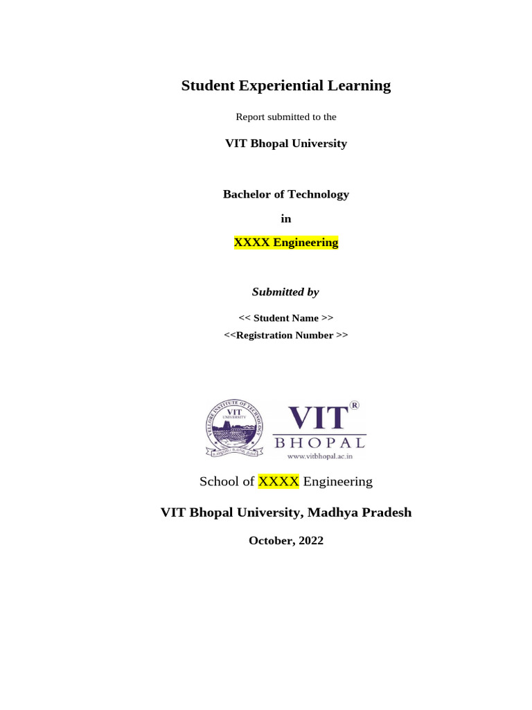 VITB Experiential Learning Report-Template | PDF