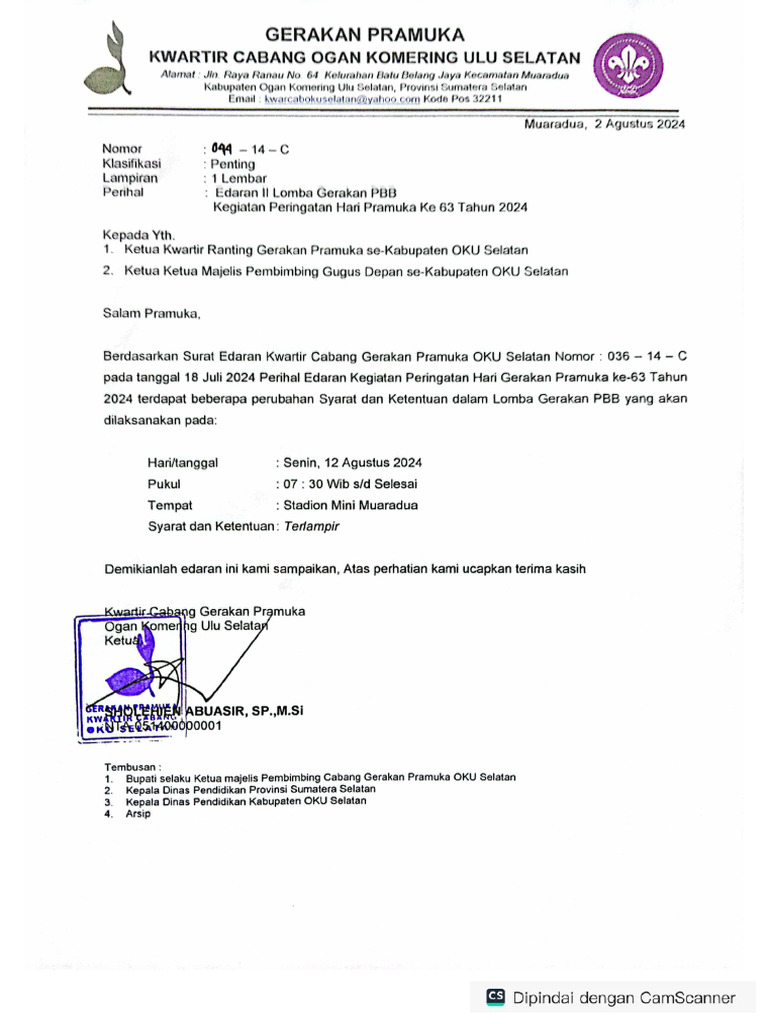 Edaran Ii Lomba Gerakan Pramuka PBB | PDF