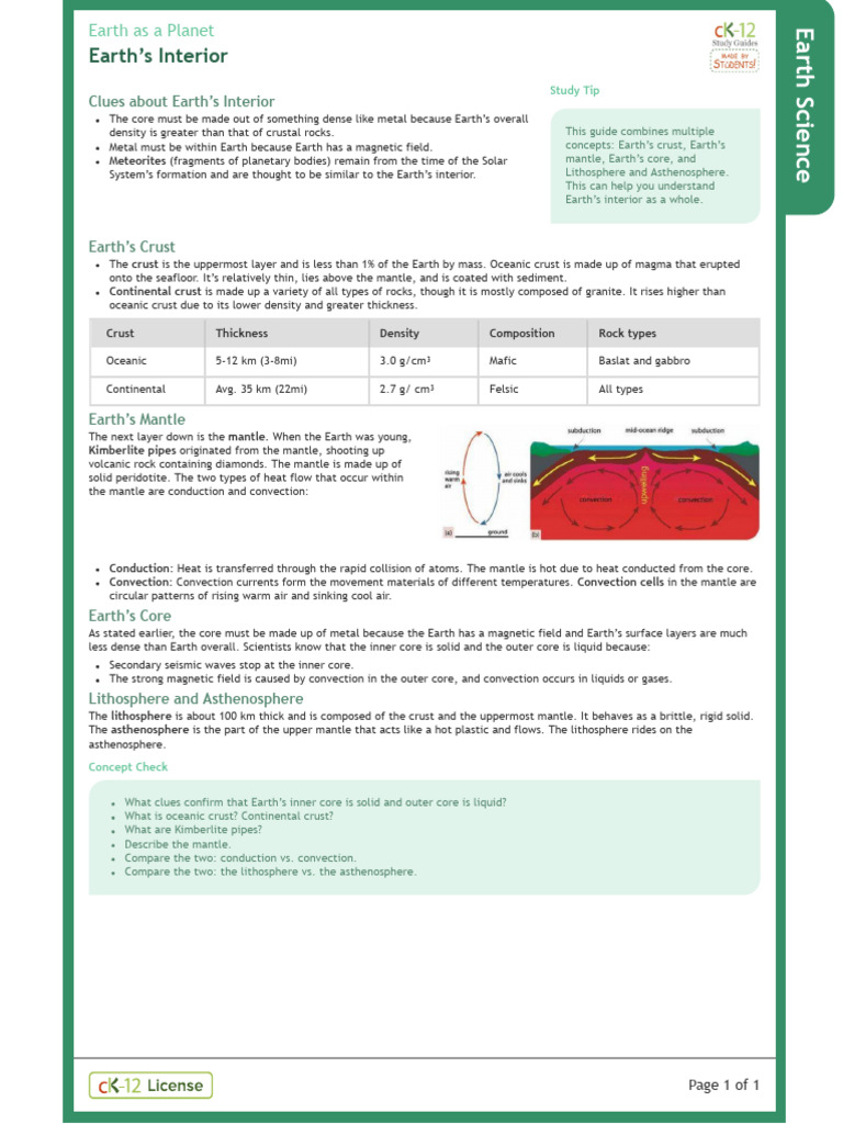 Earths Interior Study Guide | PDF