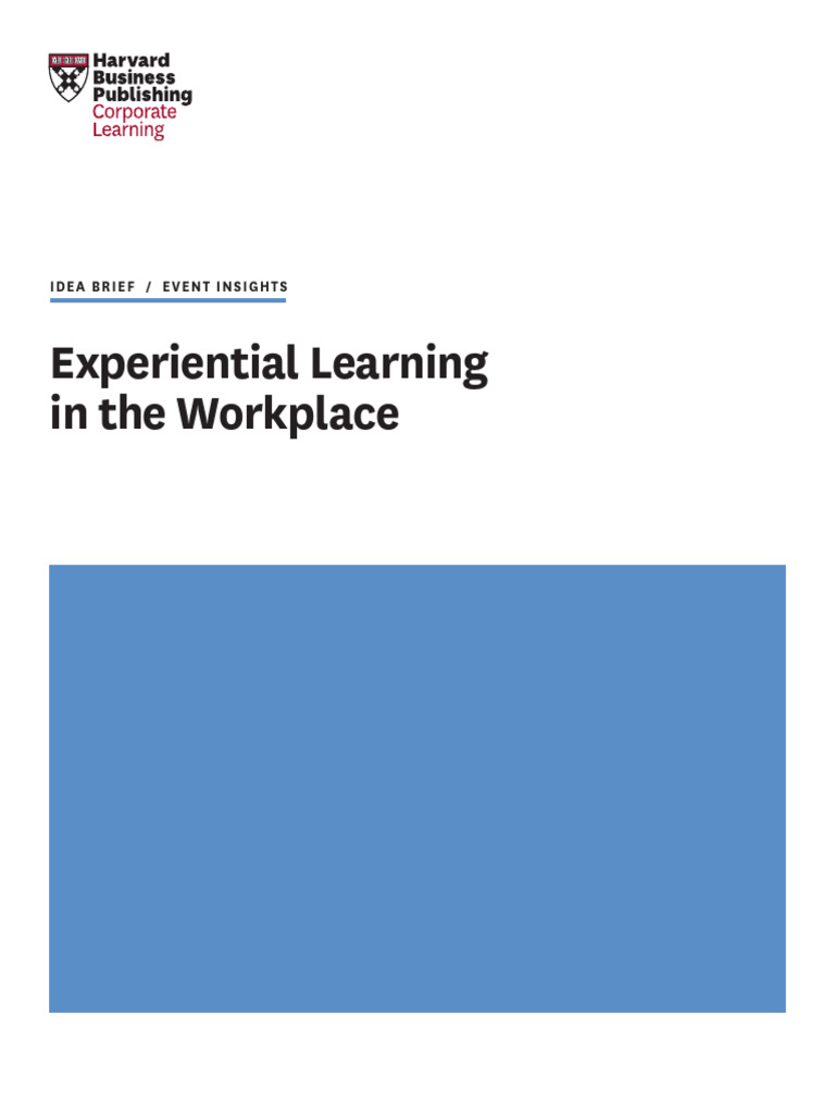 Kolb - Experiential Learning in The Workplace | PDF