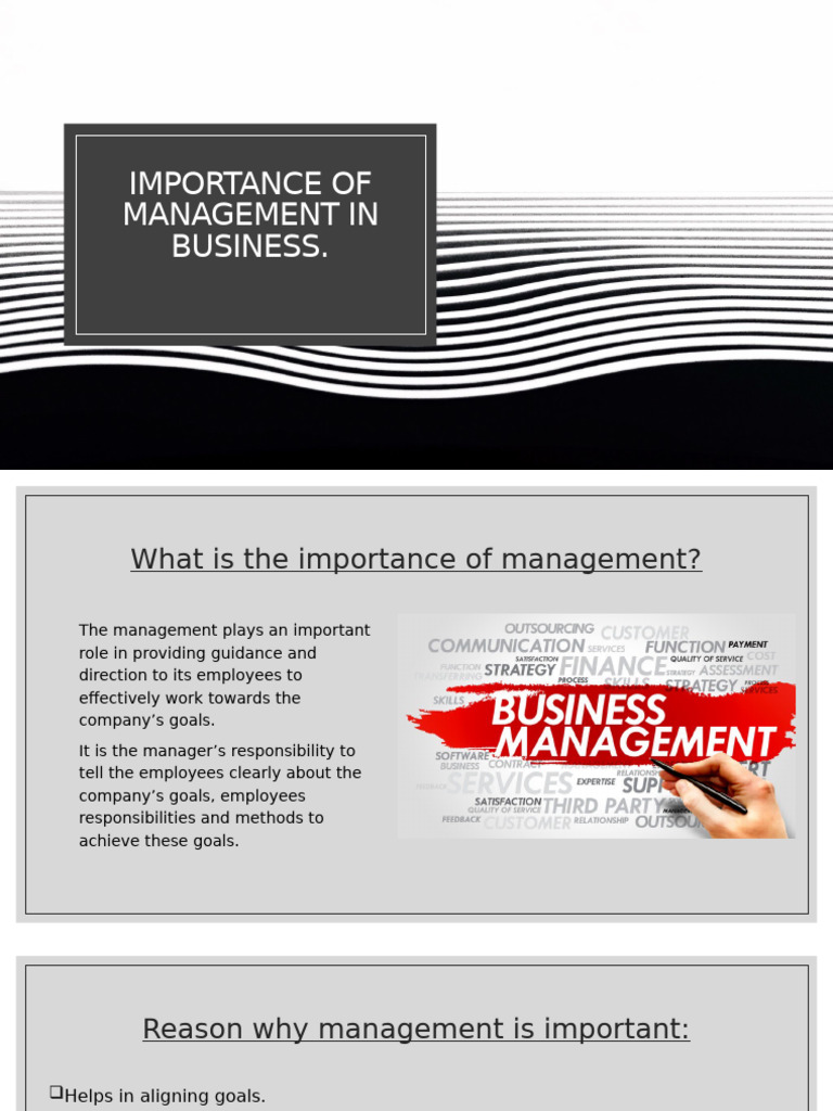 Importance of management in business | PDF