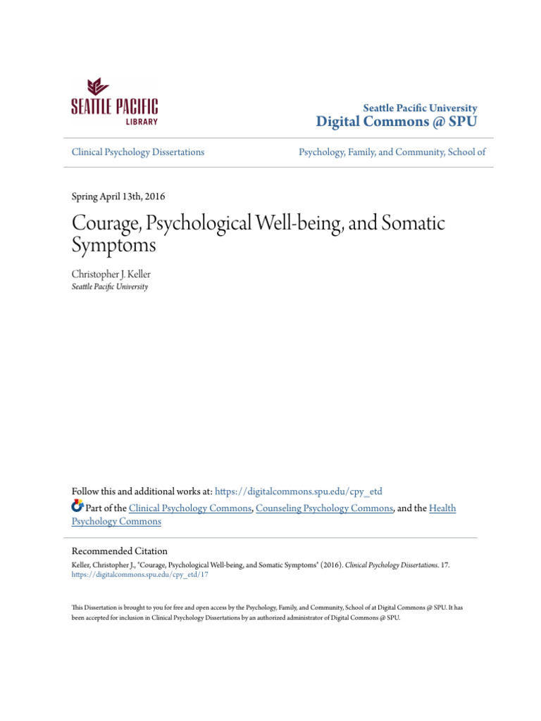 Courage Psychological Well-Being and Somatic Symptoms | PDF