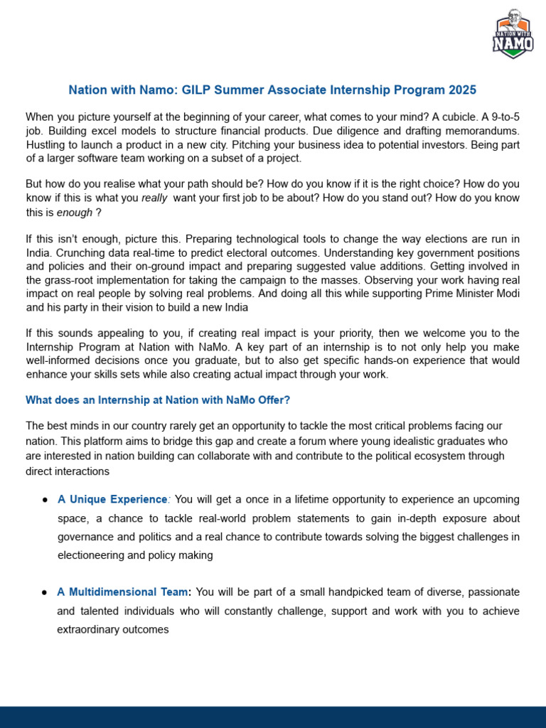 2025 GILP Summer Associate JD | PDF