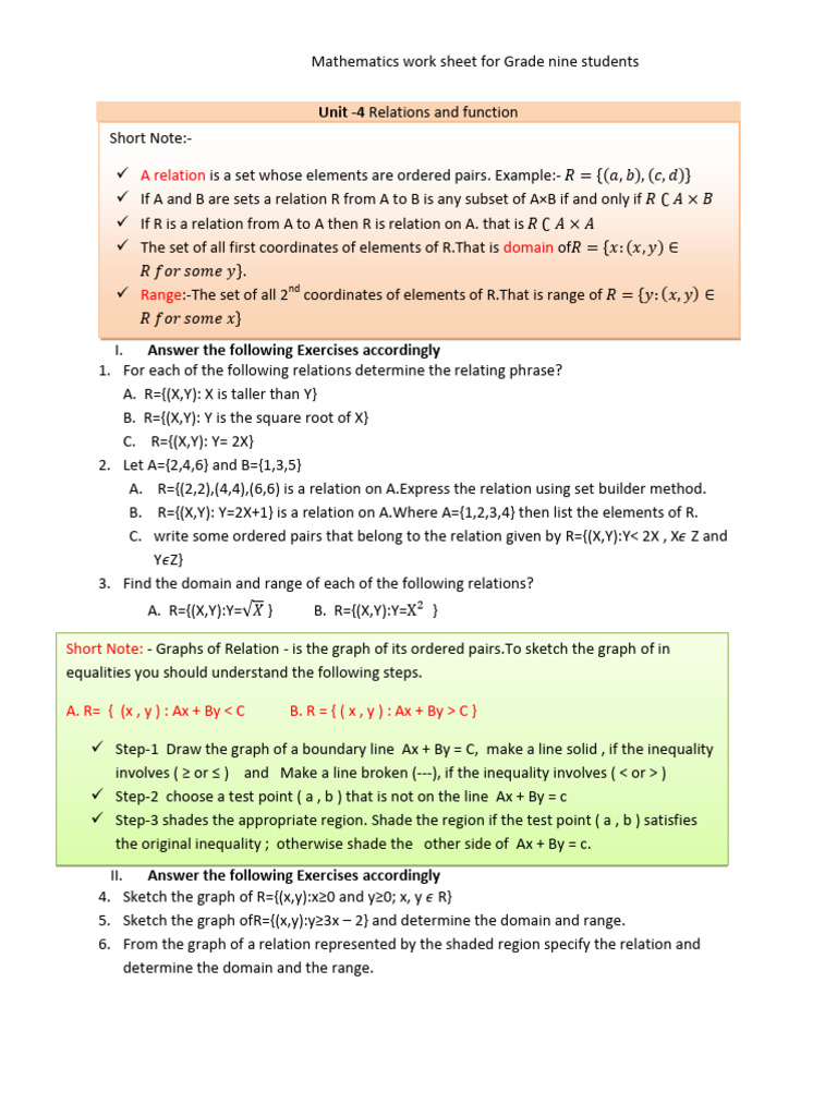 grade 9 mathematics final tesfay work sheet+ | PDF