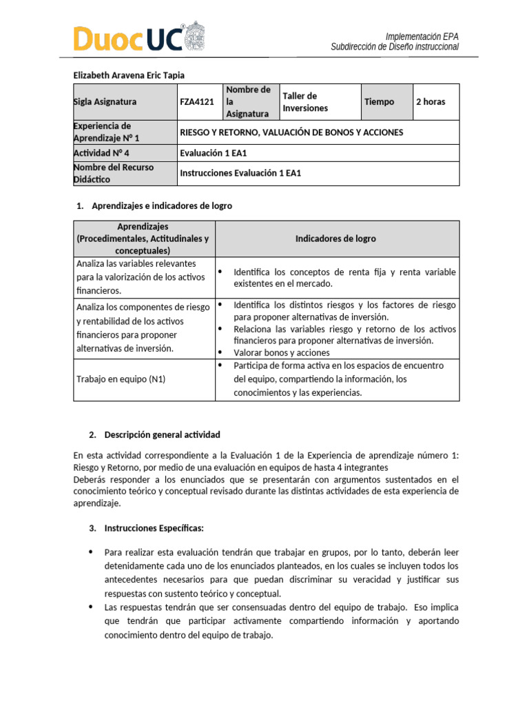 Evaluación Sumativa 1 Sección 003D (1) Elizabeth Aravena Eric Tapia | PDF
