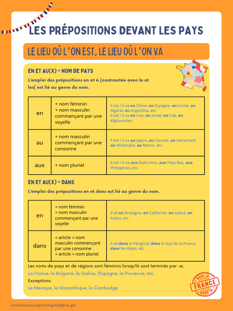 Prépositions devant les pays et régions | PDF | Genre grammatical ...