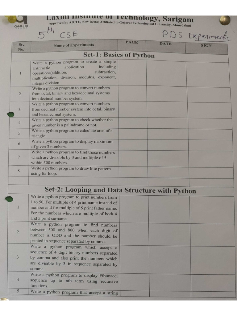 PDS Practical List | PDF