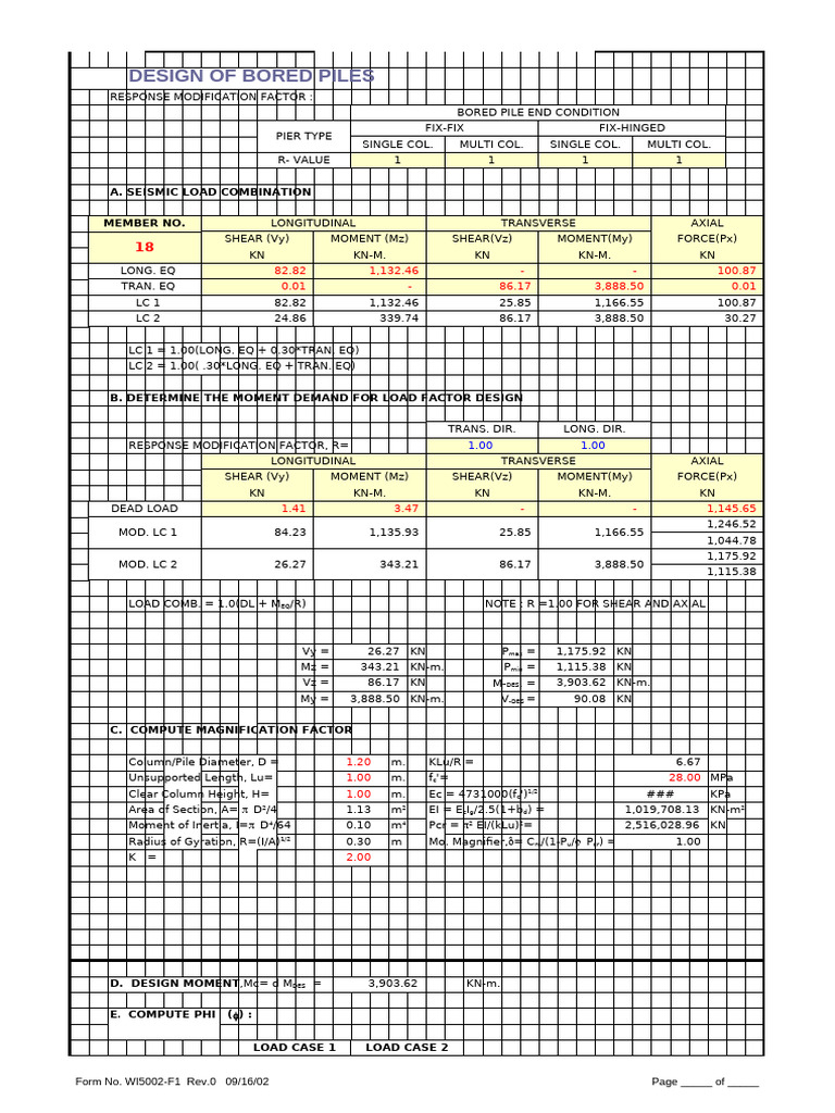 Design of Bored Piles (Pier) | PDF | Mechanics | Mechanical Engineering