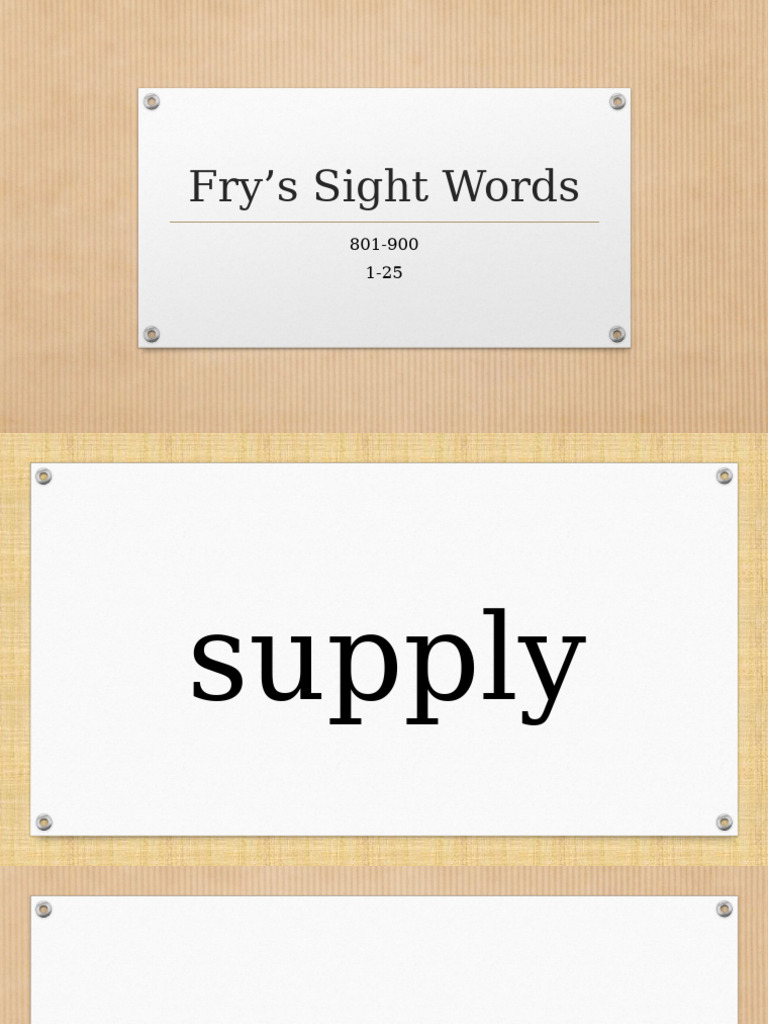 Fry's Sight Words 1-100 | PDF