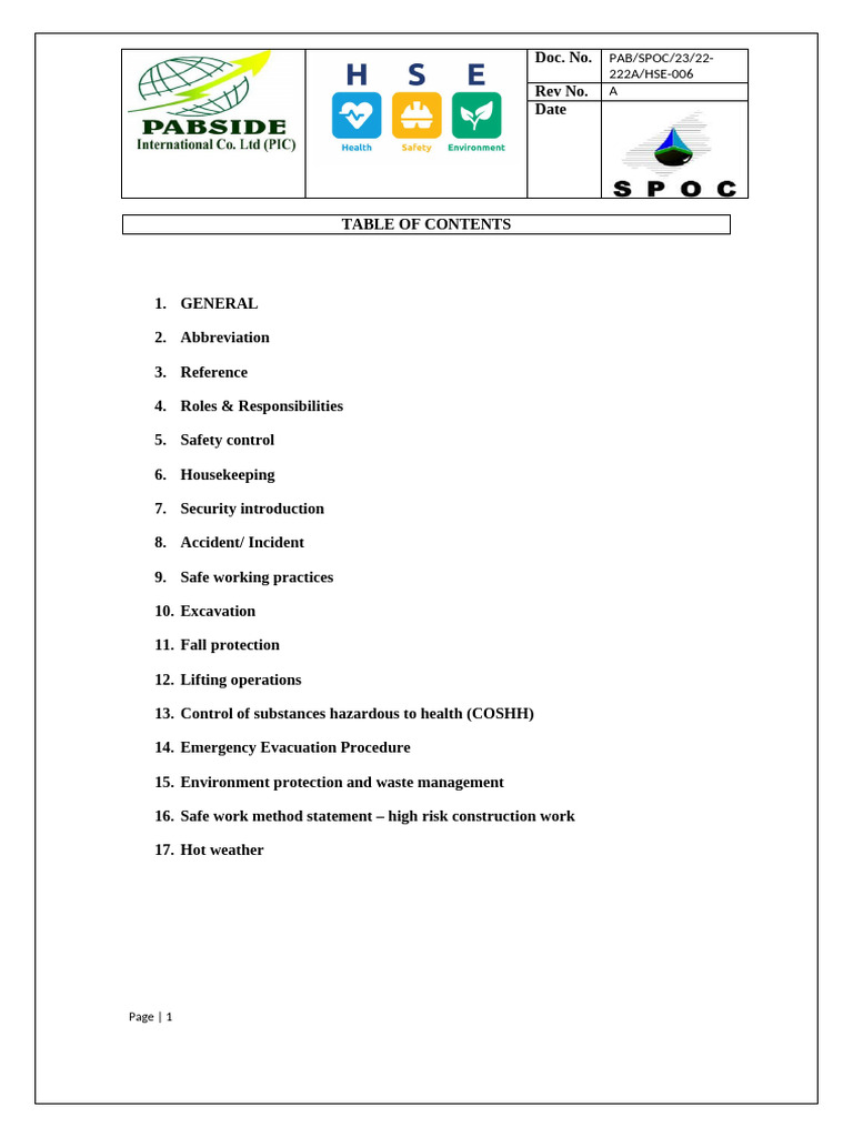 HSE Plan | PDF