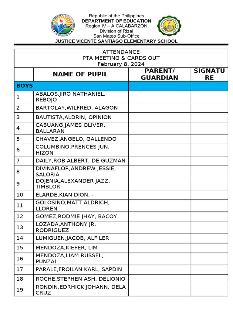 Attendance - Mt. Apo | PDF