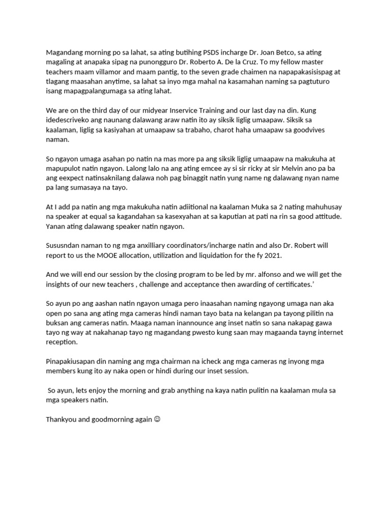 Script - Inset Opening Remarks Feb 2022 | PDF