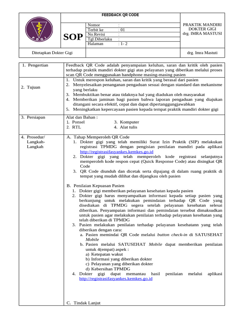 SOP Feedback QR Code | PDF
