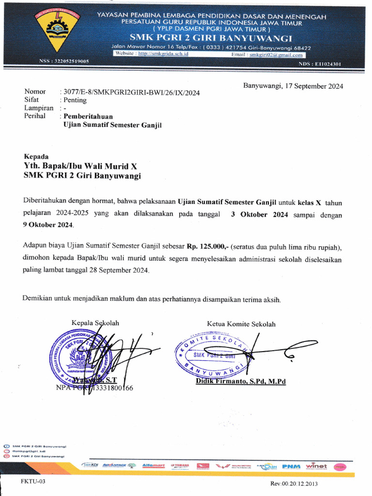 Pemberitahuan USSG | PDF