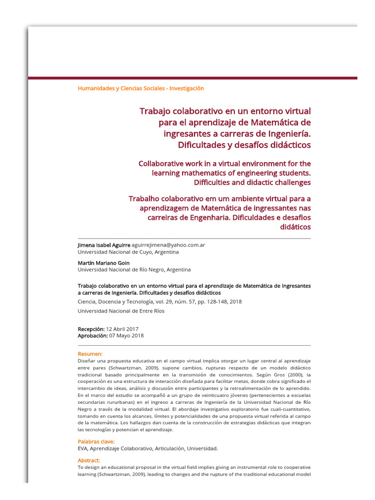 Trabajo Colaborativo en Un Entorno Virtual para El Aprendizaje de ... Trabajo Colaborativo en Un Entorno Virtual para El Aprendizaje de ...