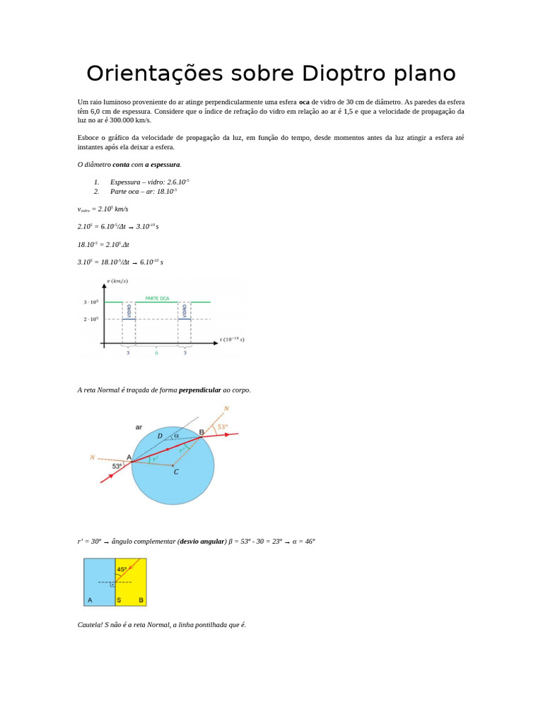 Orientações Sobre Dioptro Plano | PDF