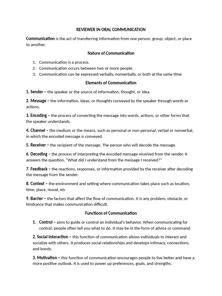 Reviewer in Oral Communication | PDF