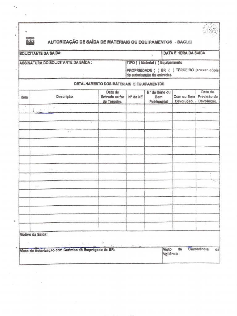 Romaneio Saída de Material | PDF