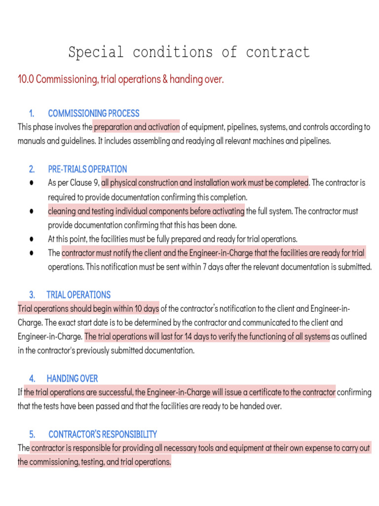 General Conditions of Contract Clause 31 and Special Conditions of ...