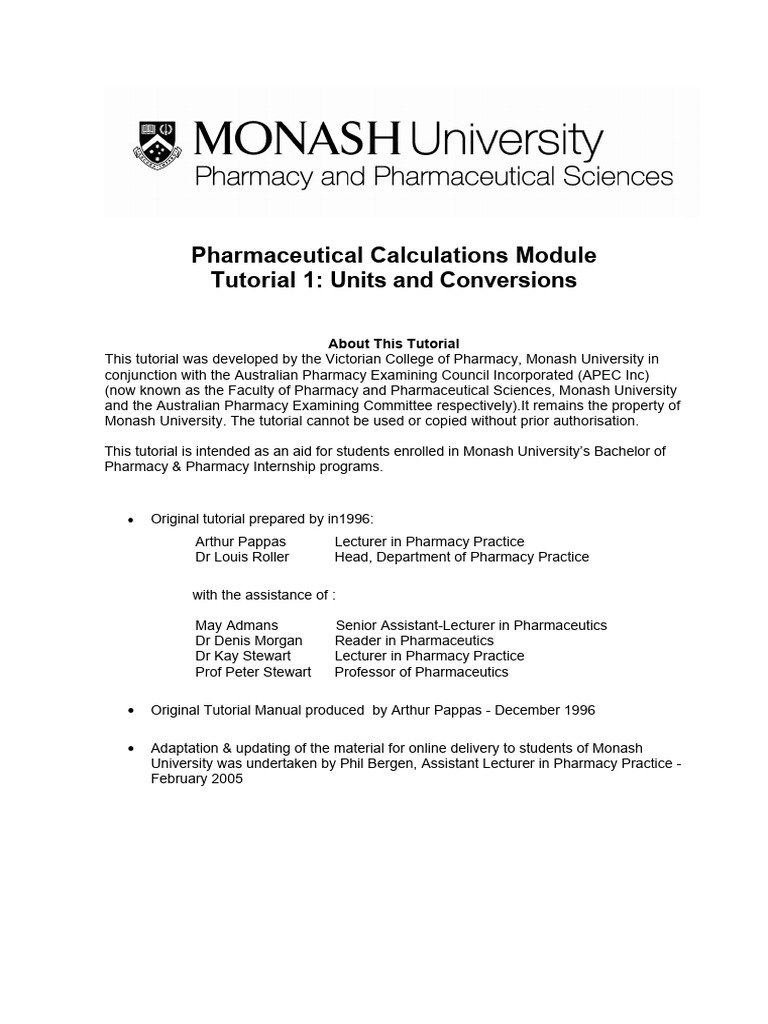 Tutorial 1 - Units and Conversions | PDF