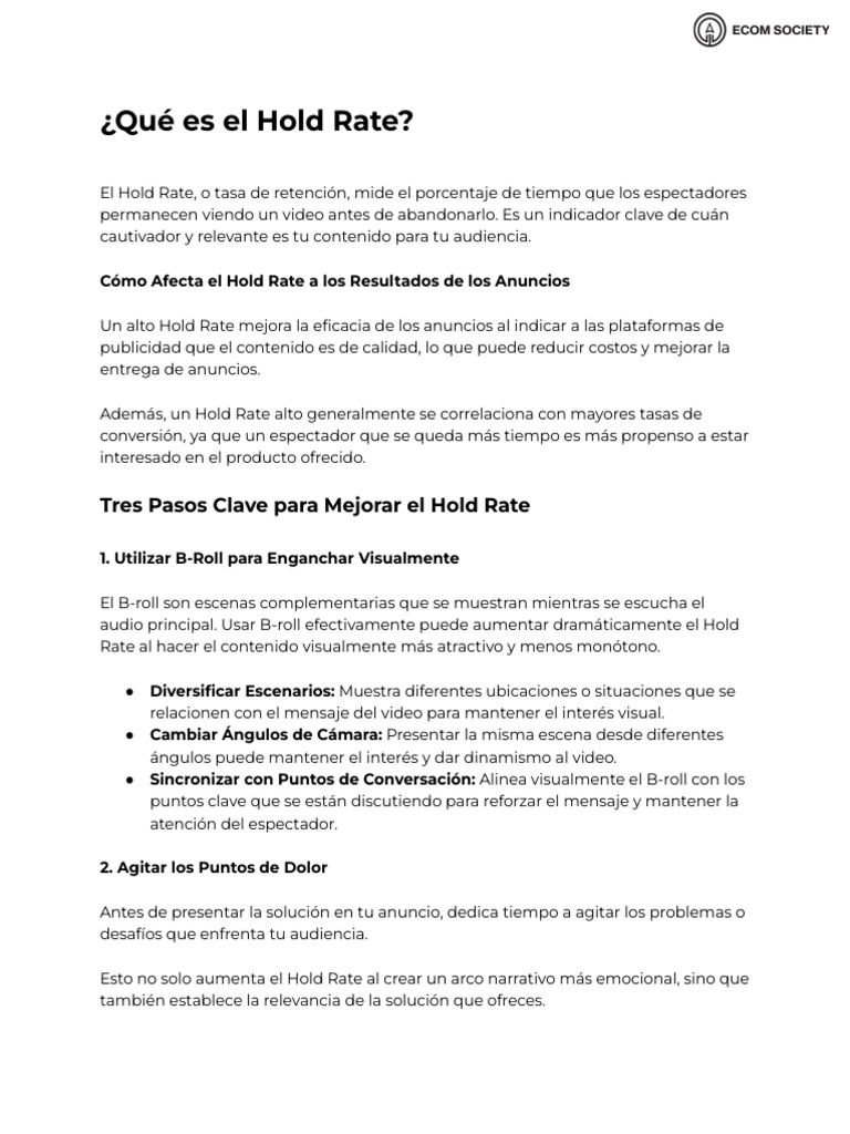 ¿Qué Es El Hold Rate | PDF