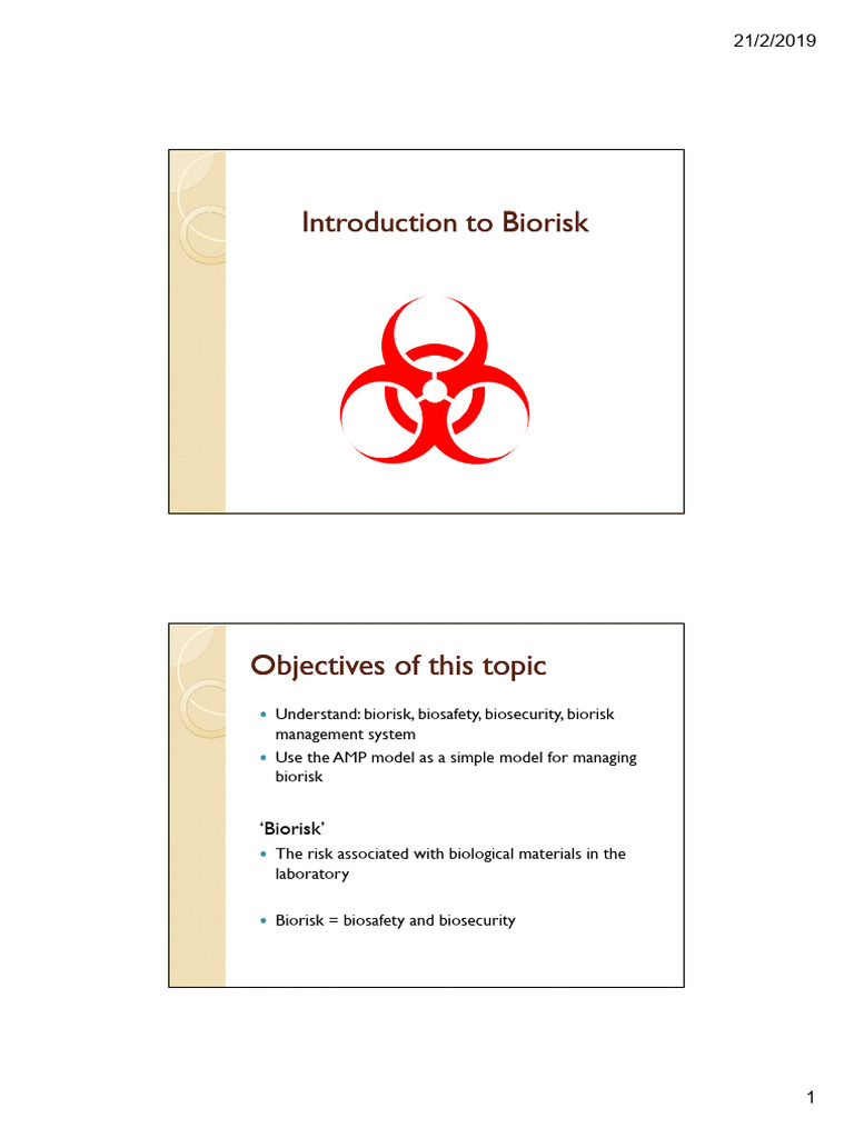 Chapter 1 Introduction To Biorisk Management | PDF