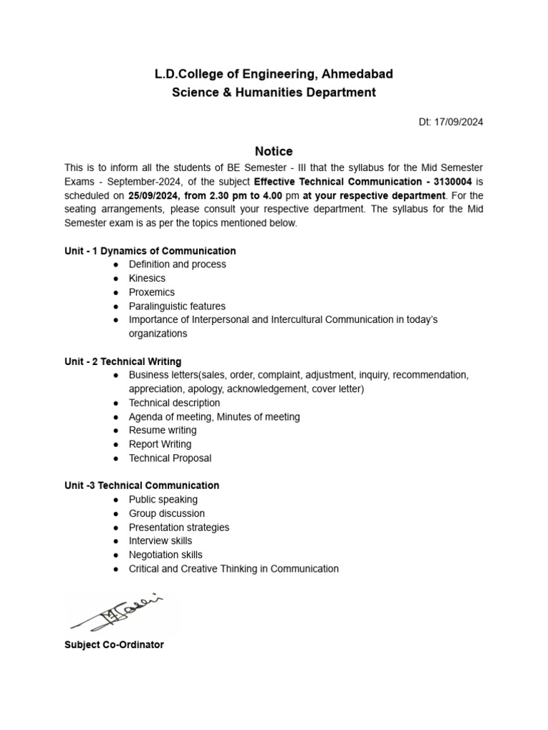 Mid Semester Exam Syllabus-Sept-2024 | PDF