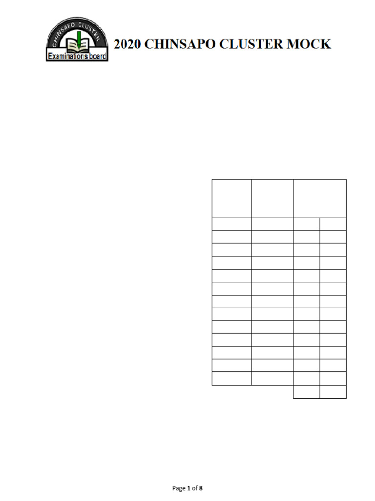 2020 Physics P1 Chinsapo Cluster Mock | PDF