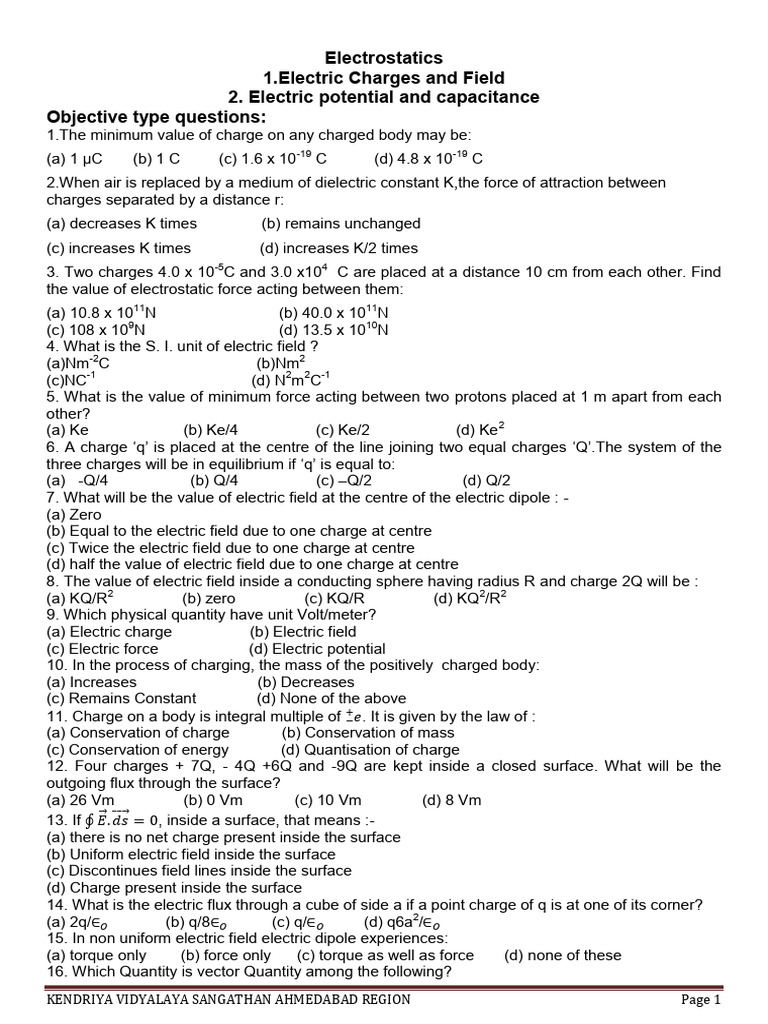 1. Electrostatics | PDF