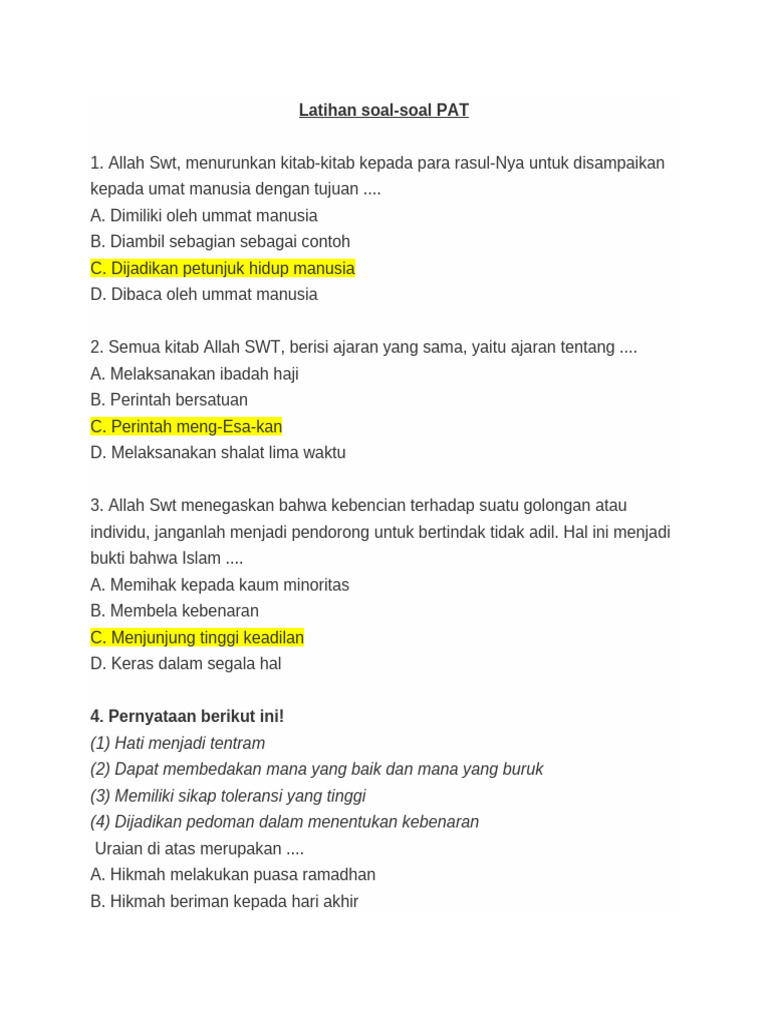 Jawaban PAI 2 | PDF