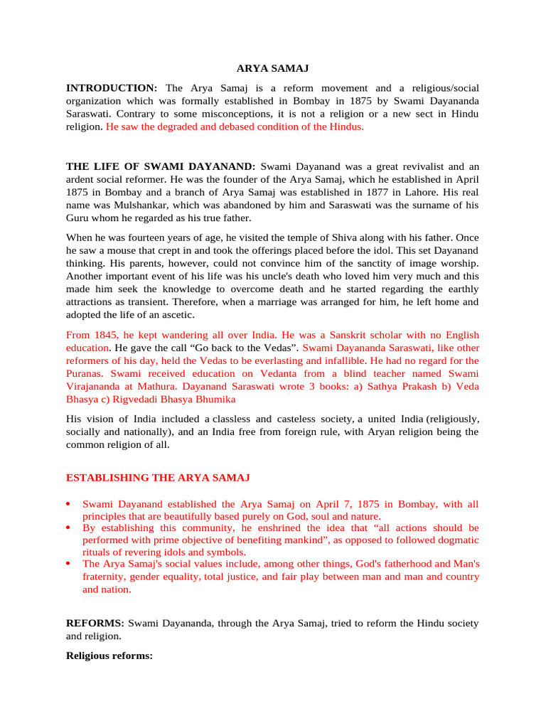 Arya Samaj | PDF