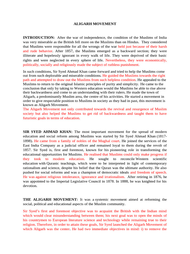 Aligarh Movement | PDF