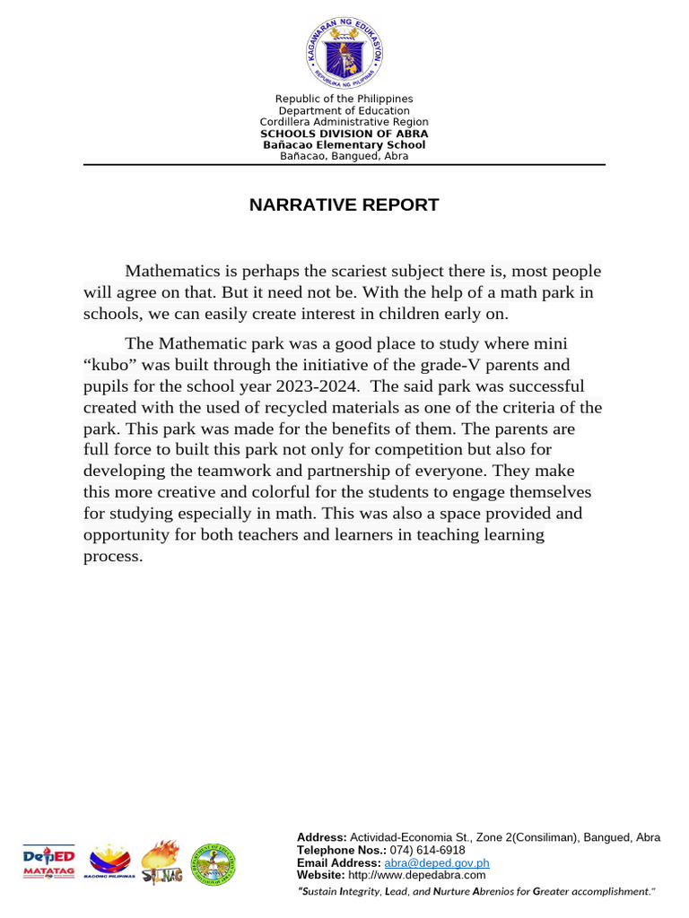 Narrative Report Learning Park | PDF