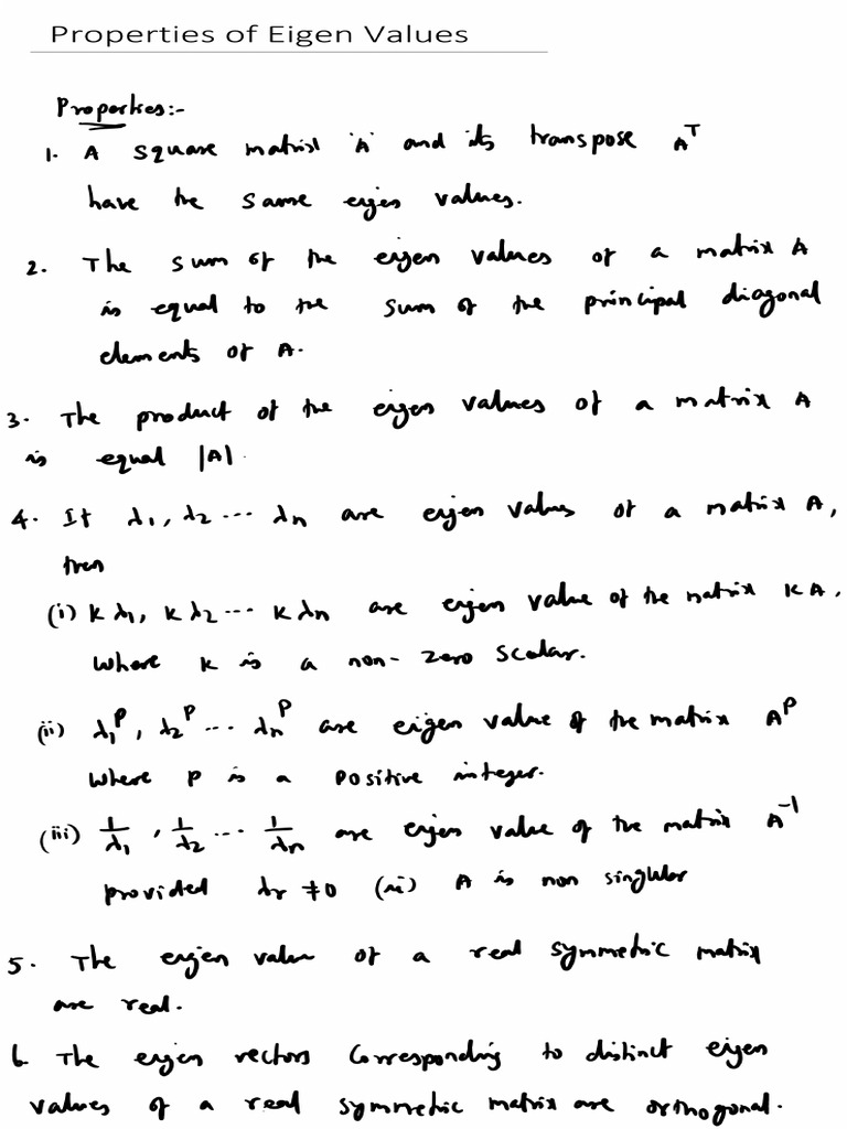 Properties of Eigen Values | PDF