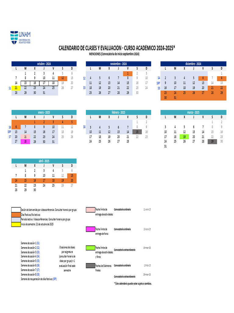 CALENDARIO-24-25 Menciones Sept24 | PDF