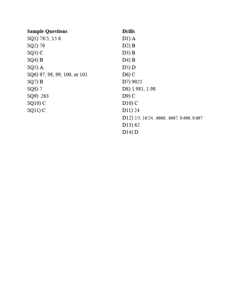 MATH D4 Answer Key | PDF